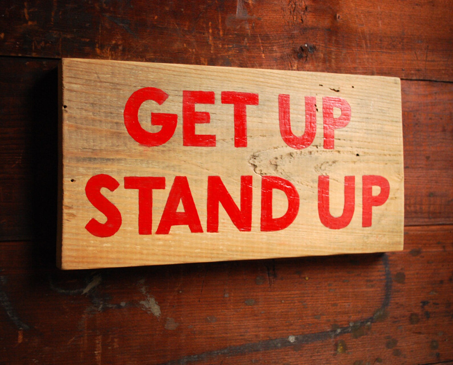 Get up Stand up Hand Painted Wooden Sign Hand Lettered Sign - Etsy