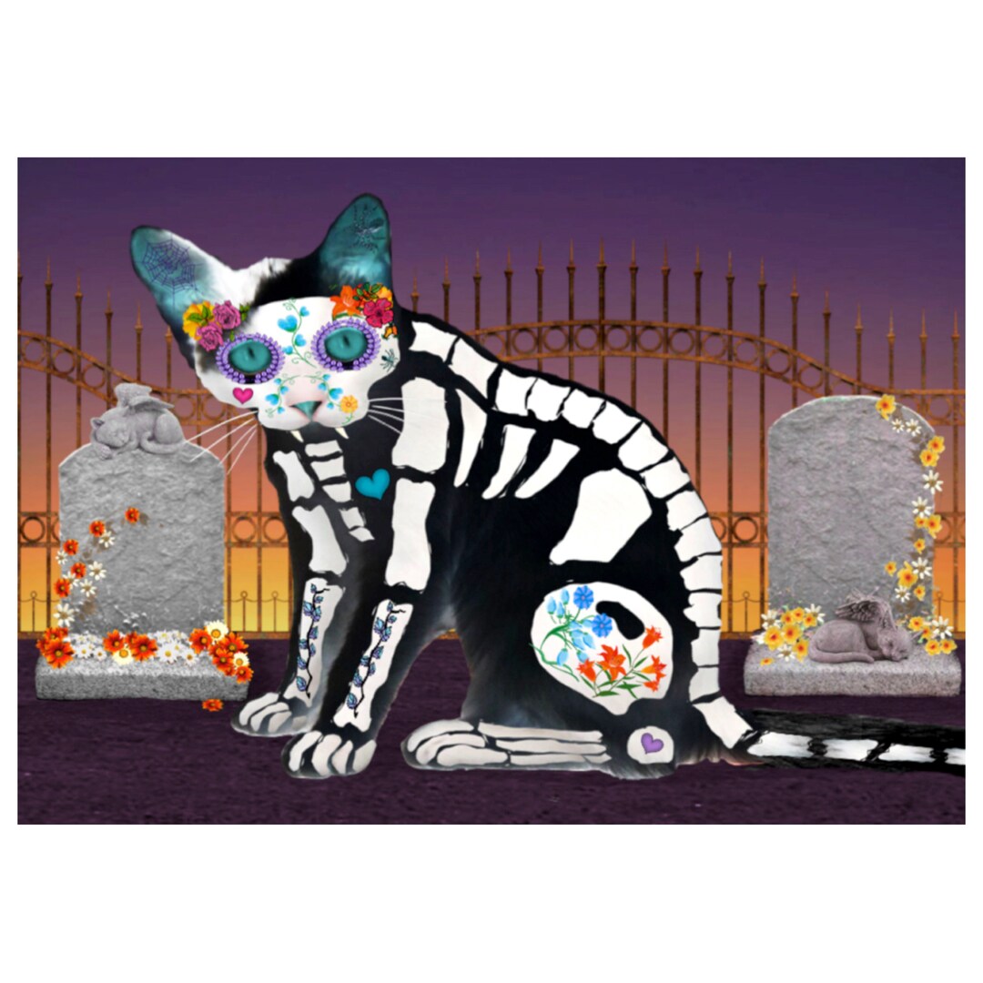 Halloween Cat Photo Card: Gato De Los Muertos - Etsy