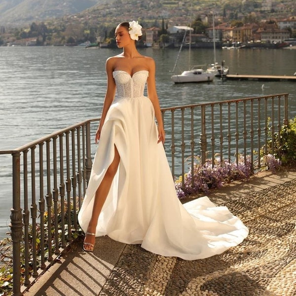 Slit Wedding Dress - Etsy