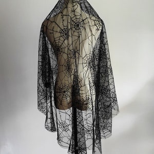 Unconventional Gothic Black Halloween Spiderweb Veil With Sequins ...