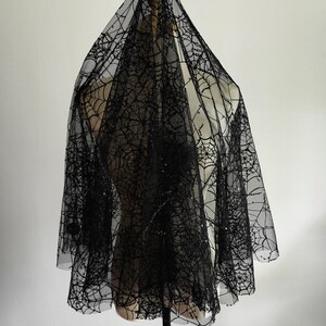 Unconventional Gothic Black Halloween Spiderweb Veil With Sequins ...