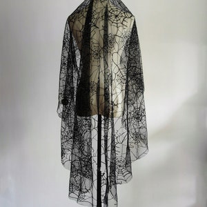 Unconventional Gothic Black Halloween Spiderweb Veil With Sequins ...