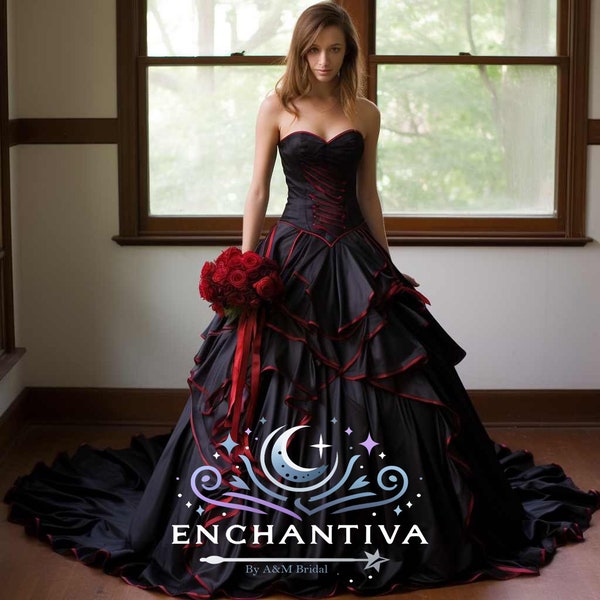 Black and Red Wedding Dress - Etsy