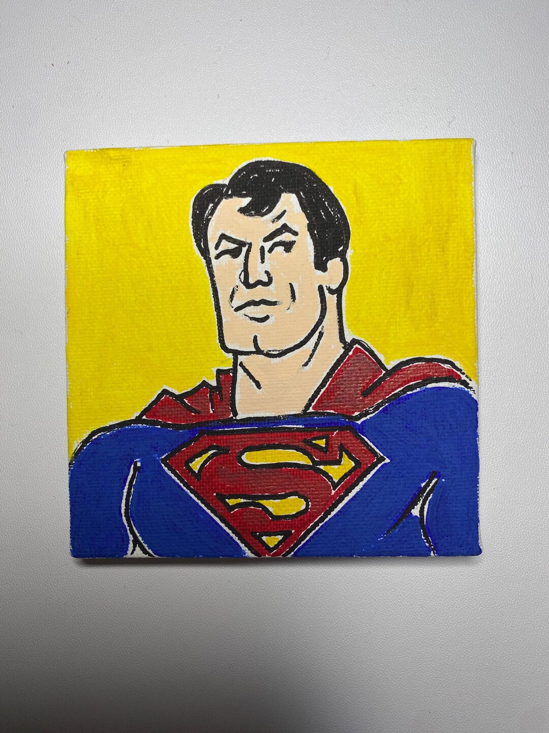 Superman Acrylic Painting on 4x4 Canvas - Etsy