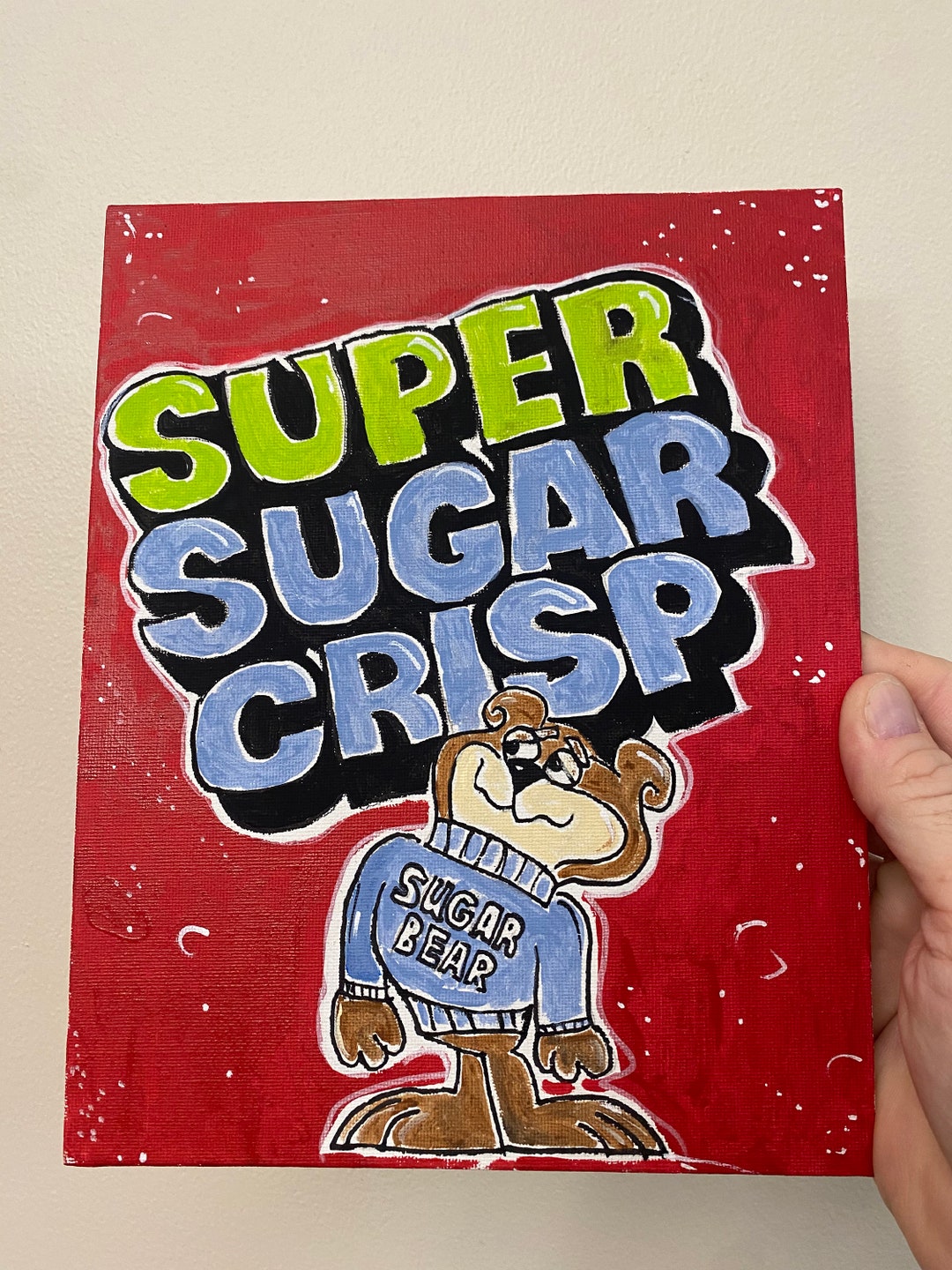 Vintage Super Sugar Crisp Cereal Box Painting - Etsy