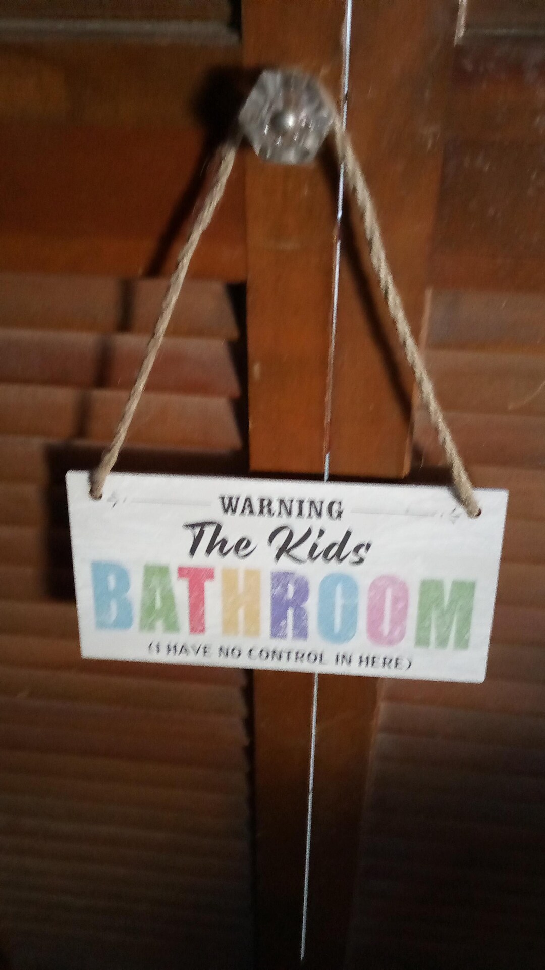 Girl or Boy Kids Bathroom Warning Sign. Kids Bathroom Hanging Sign Hang ...