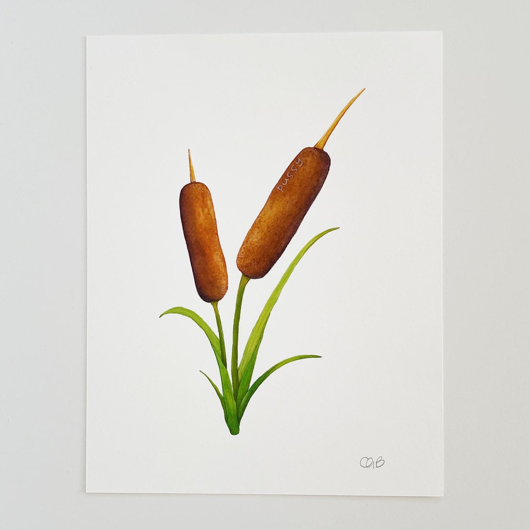 Cattail Art Print Botanical Art Print Funny Art Print - Etsy