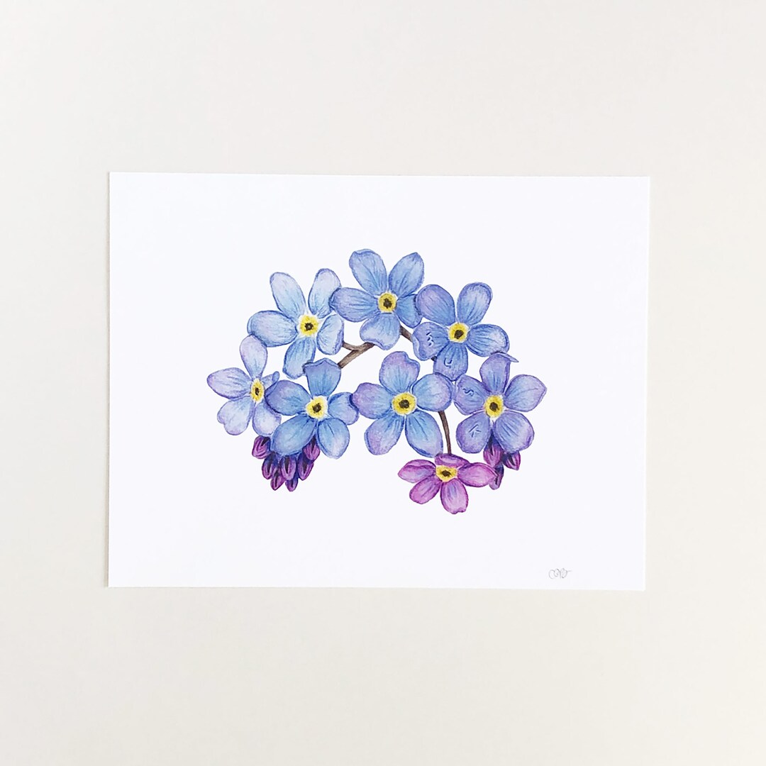 Forget-me-not Art Print Botanical Art Print Funny Art - Etsy