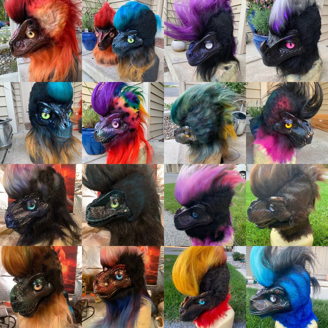 Custom Raptor Mask Fursuit Head or Partial, T-rex Dinosaur, Halloween ...