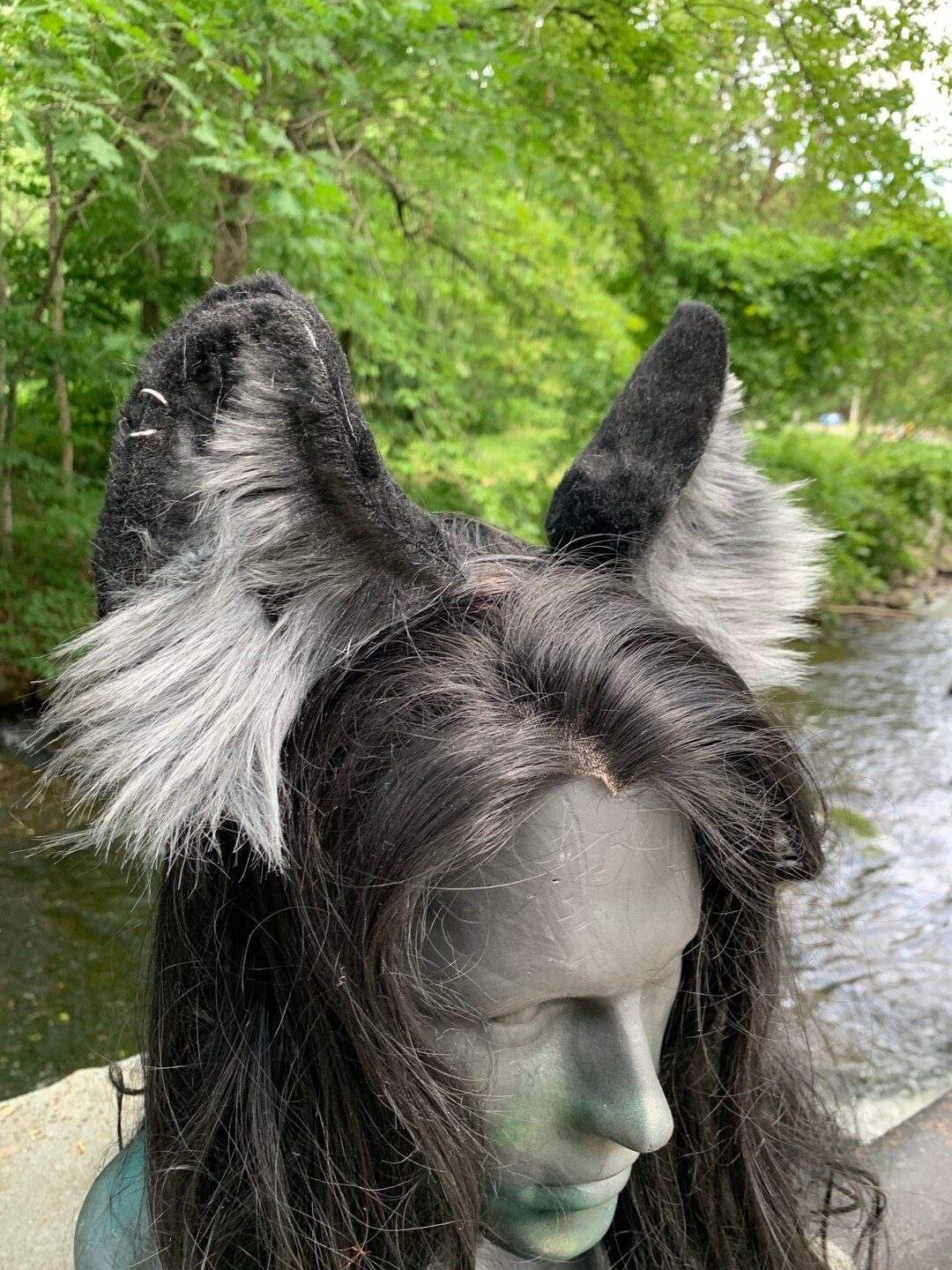Natural Realistic Black and Silver Fox Ears Handmade Faux Fur - Etsy