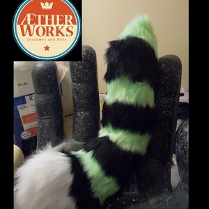 Glowing Green Fursuit Tail, Stripped Red Panda Tail - Etsy