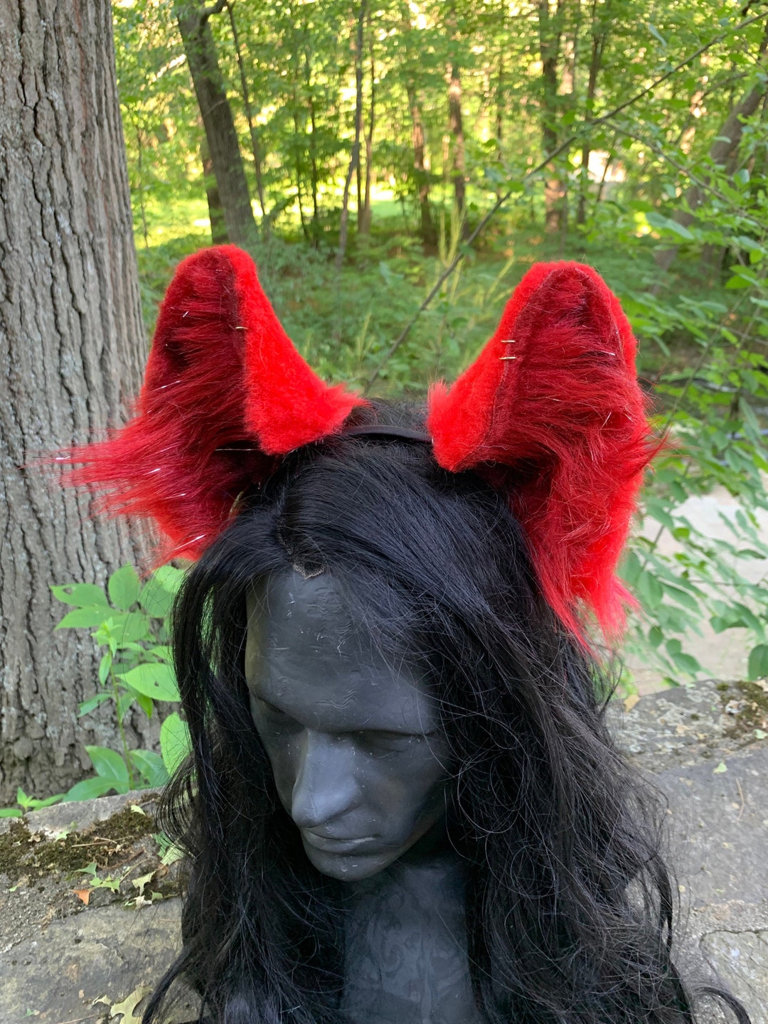 Red and Black Radio Demon Cosplay Ears, Red Fox Ears, Furry Ears ...