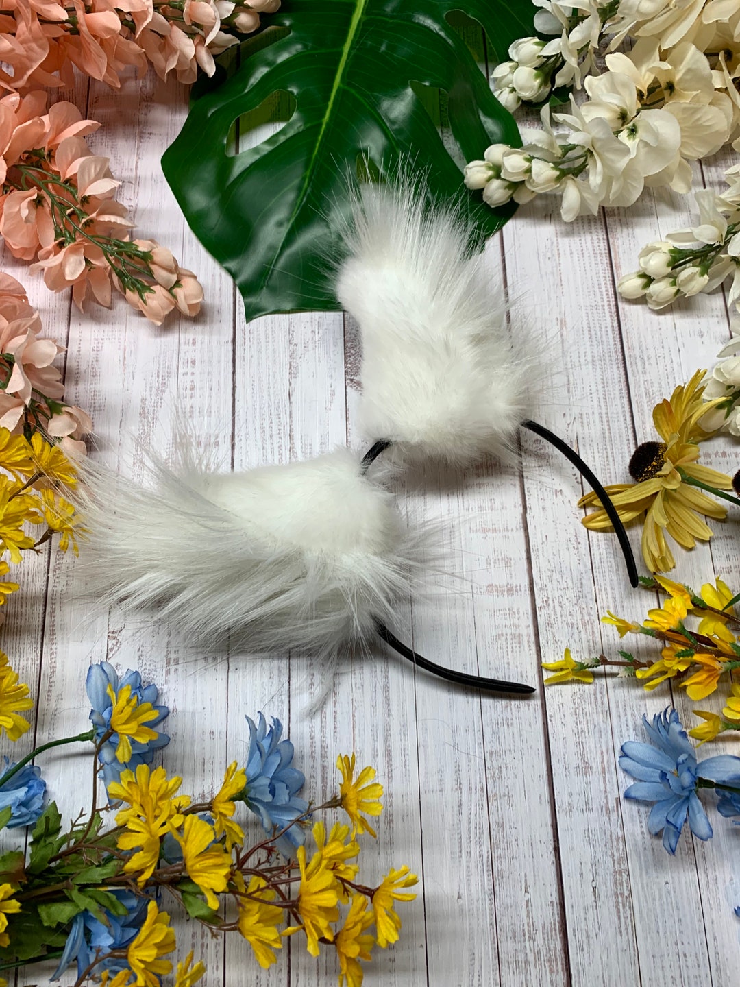 White Faux Furry Ears: Arctic Fox Cosplay Headband - Etsy