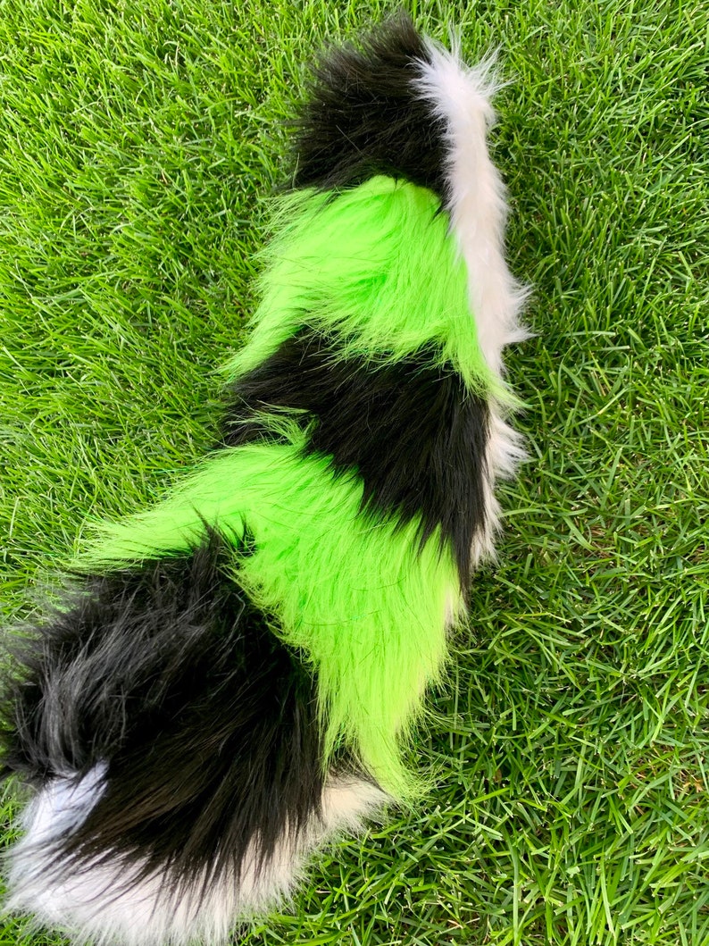 Stripe Green Furry Tail and Ear Set Fursuit Fursuit Tail Skull - Etsy ...