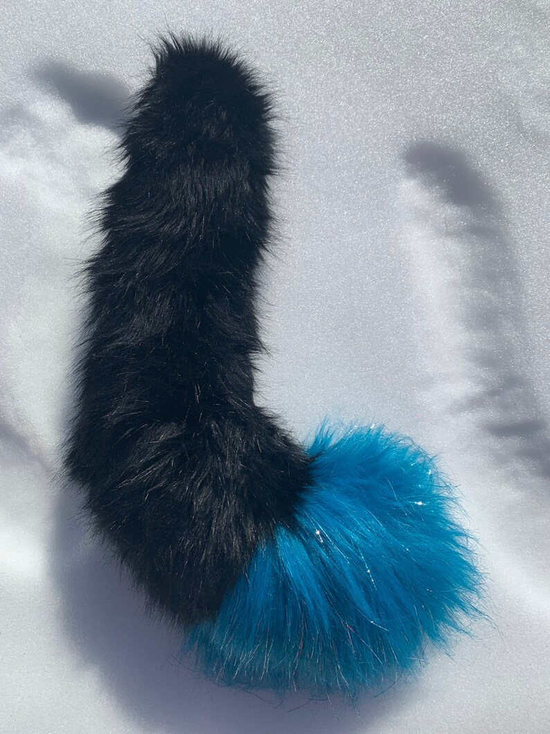 Black and Teal Blue Fox Tail Custom Fursuit Accessories - Etsy
