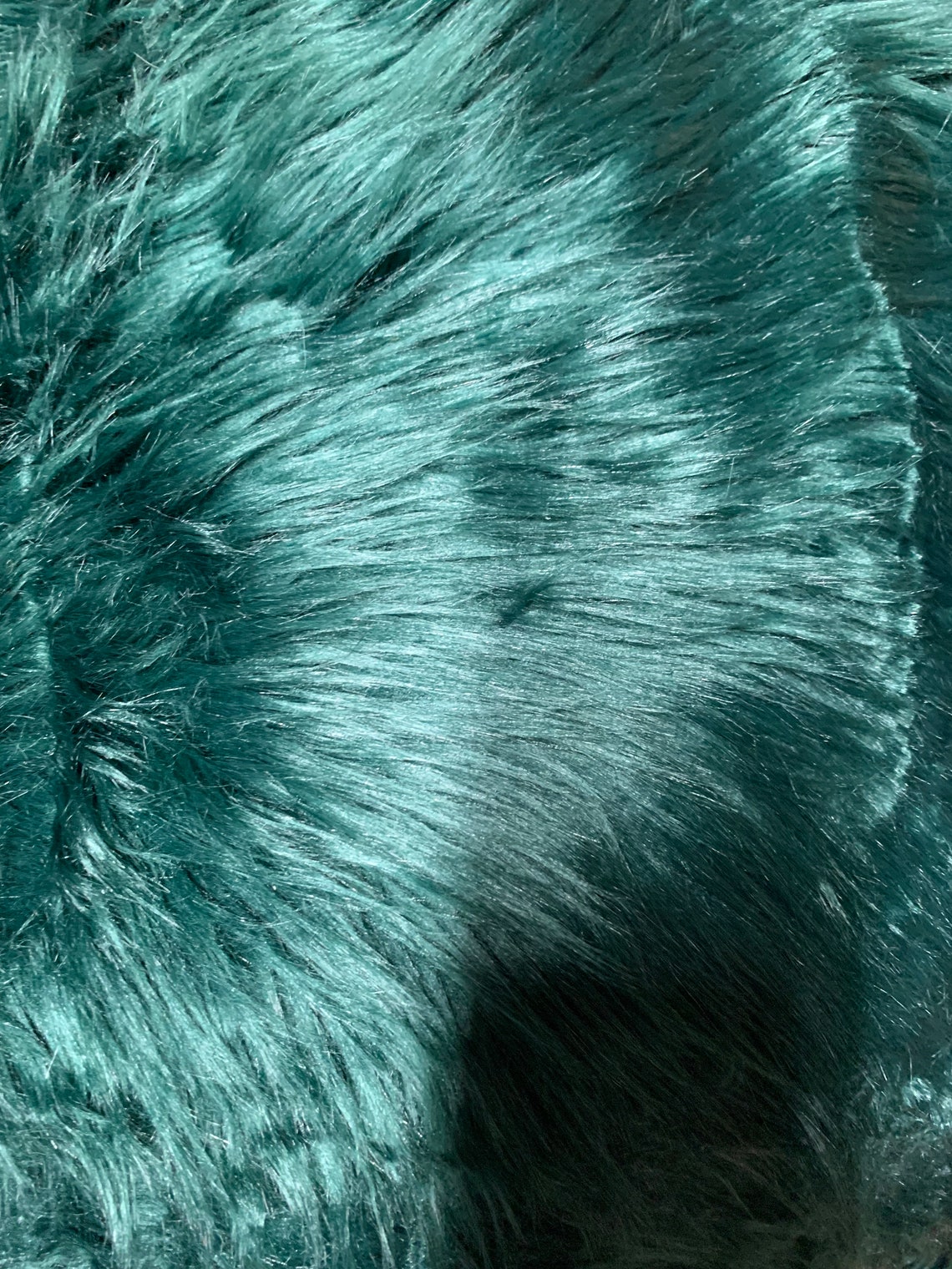 Dark Forest Green Luxury Shag Faux Fur. Shaggy Faux Fake Fur Solid Long ...