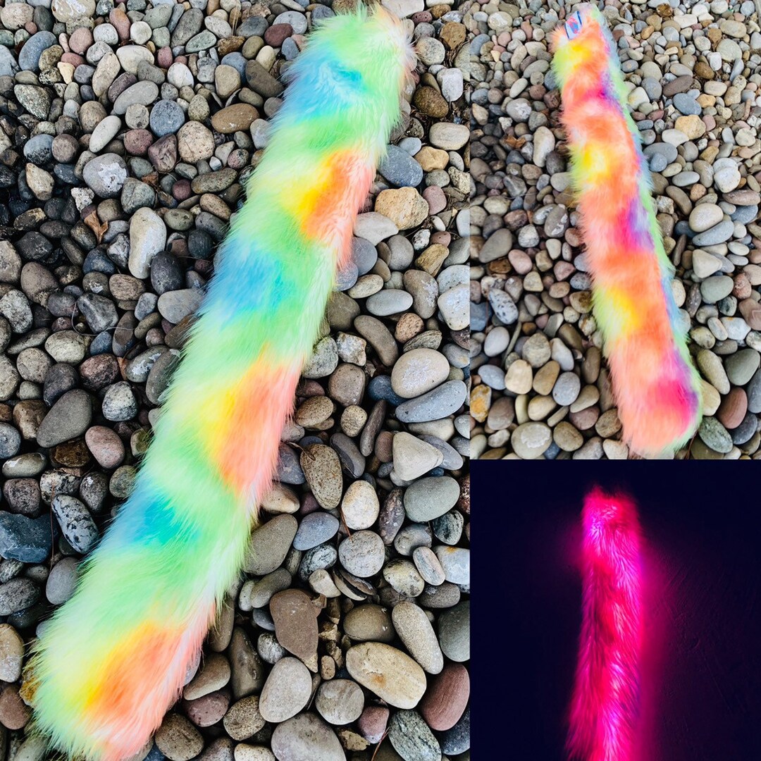 Glowing Rainbow Cat Fursuit Tail Fursuit Accessories LED - Etsy Australia