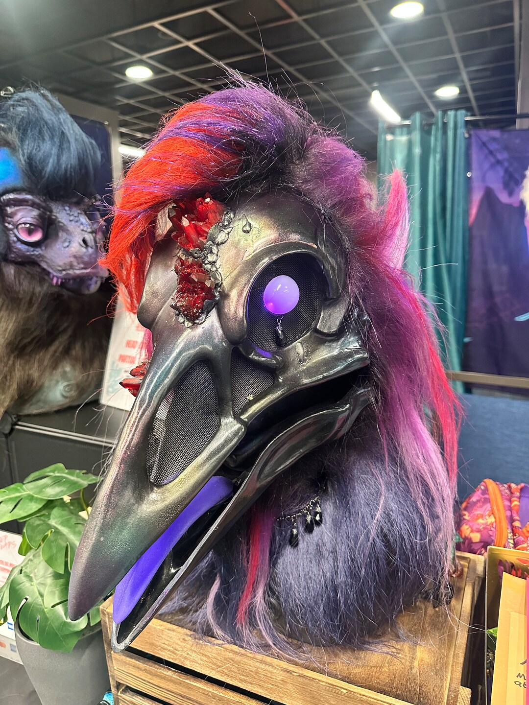 Red Crystal Opulence Raven Skull Fursuit Head With Tail and Made to ...