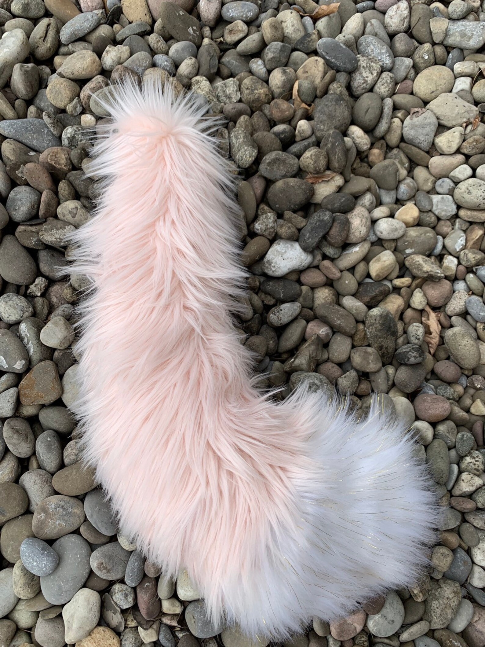 Large Baby Pink Fox Tail with Glowing Tip 24 Custom | Etsy