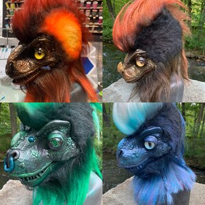 Custom Raptor Mask Fursuit Head or Partial, T-rex Dinosaur, Halloween ...