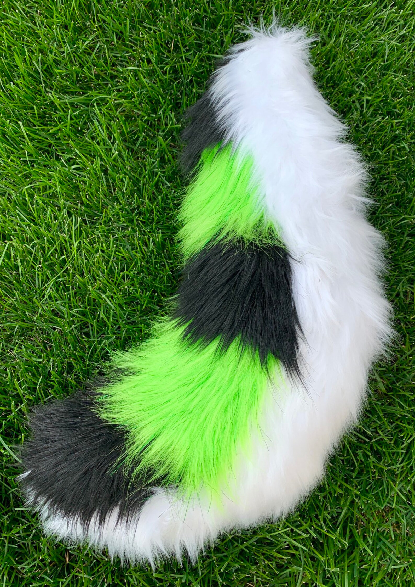 Stripe Green Furry Tail and Ear Set Fursuit Fursuit Tail Skull | Etsy