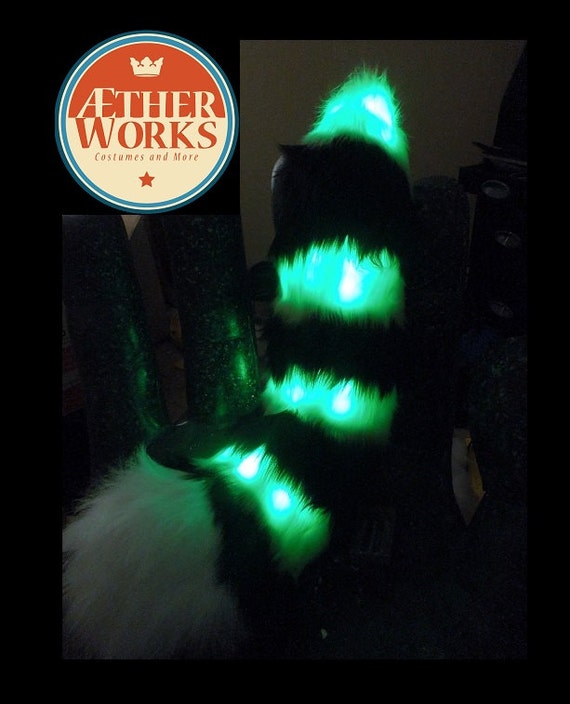 Glowing Green Fursuit Tail Stripped Red Panda Tail - Etsy