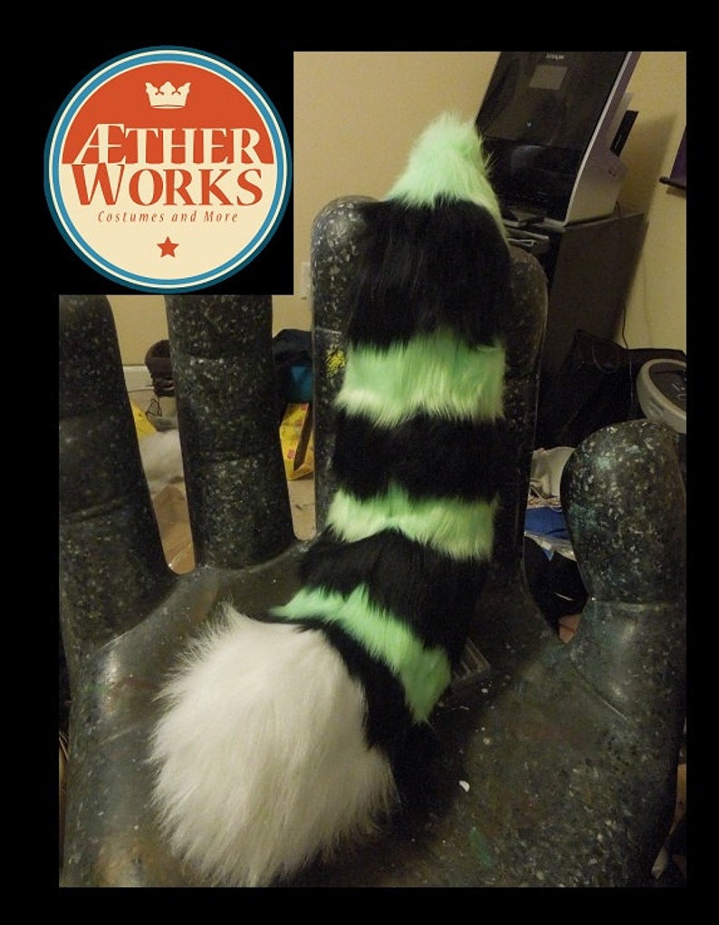 Glowing Green Fursuit Tail, Stripped Red Panda Tail - Etsy