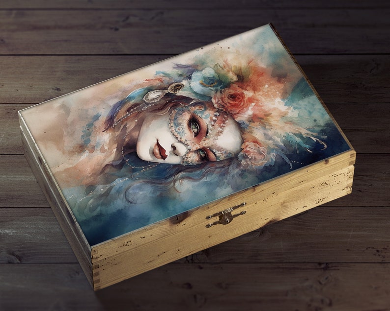 2 Digital Paper Pack "masquerade Mask" - A5 Planner Cover, Watercolor ...