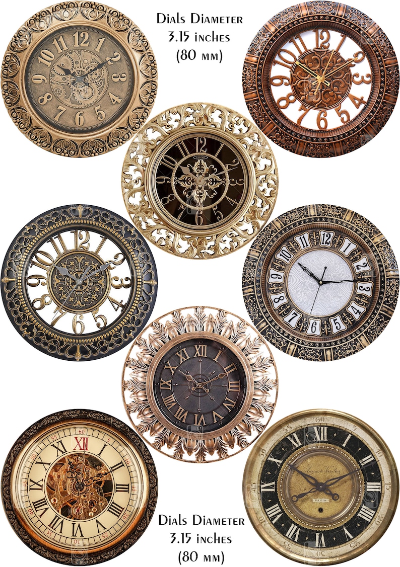 18 Antique Clock Face 4 Digital Printable Decoupage - Etsy