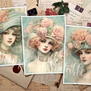 20 Victorian Lady Portraits Shabby Chic Style Digital Paper Pack ...
