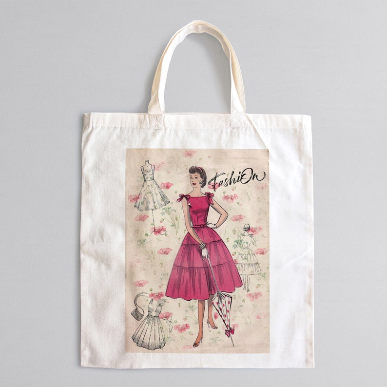 Large Digital Transfer Retro Fashion Woman A4 Sheet Image for Shoppers ...