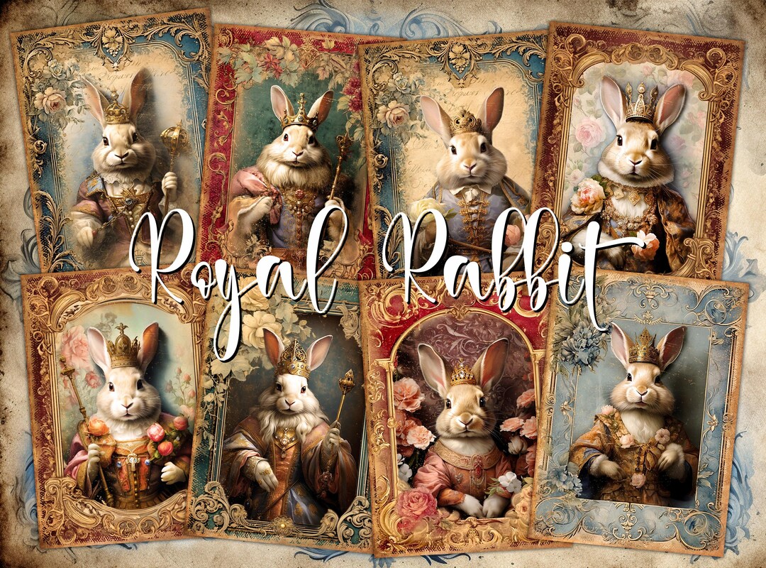 Royal Rabbit Portrait Digital ATC Cards - 8 Printable Beatrix Potter ...