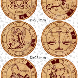 3+1 FREE Digital Paper Printable "vintage Zodiac Signs" A4 Sheet Set ...