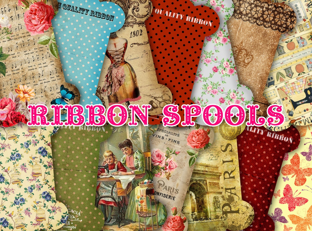 14 Digital Printable Card Ribbon Holder for Sewing Storage ...