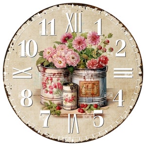 4 Vintage Clock Faces 8", 6", 4" Floral Retro Watch Dials Images for ...