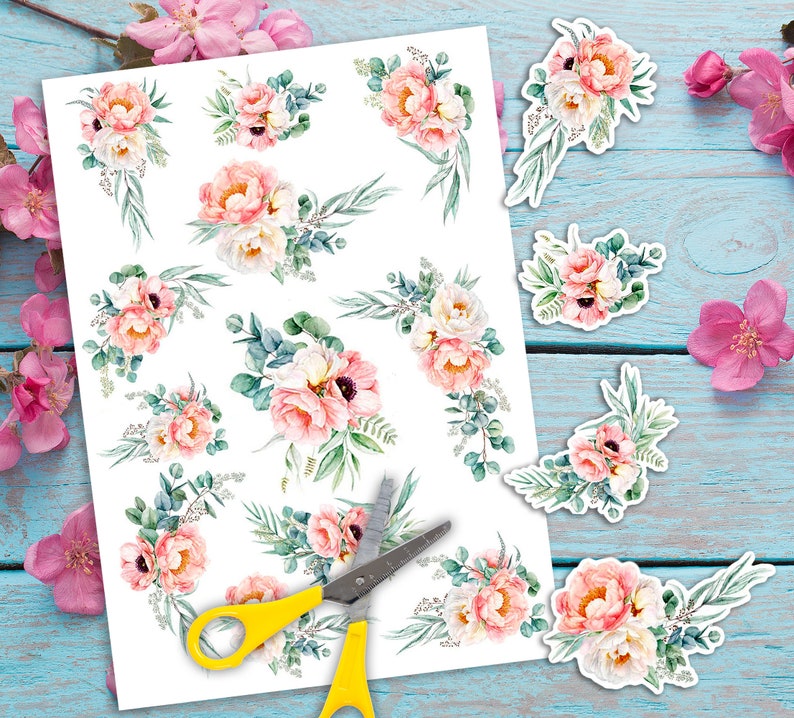 2 Digital Printable Paper "garden Flowers" A4 Sheet - Set of 23 Floral ...