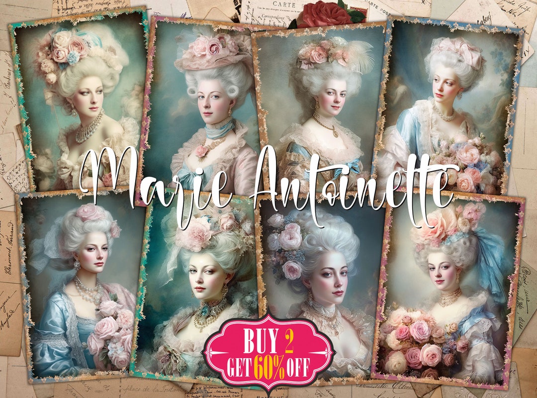 Marie Antoinette Portrait Digital ATC Cards - 8 Printable Baroque Art ...