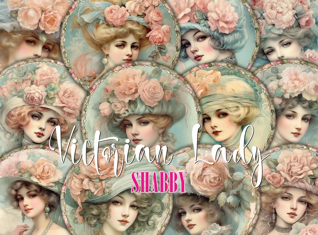 16 Victorian Lady Shabby Chic Vintage Round Images PNG and 2 Digital ...