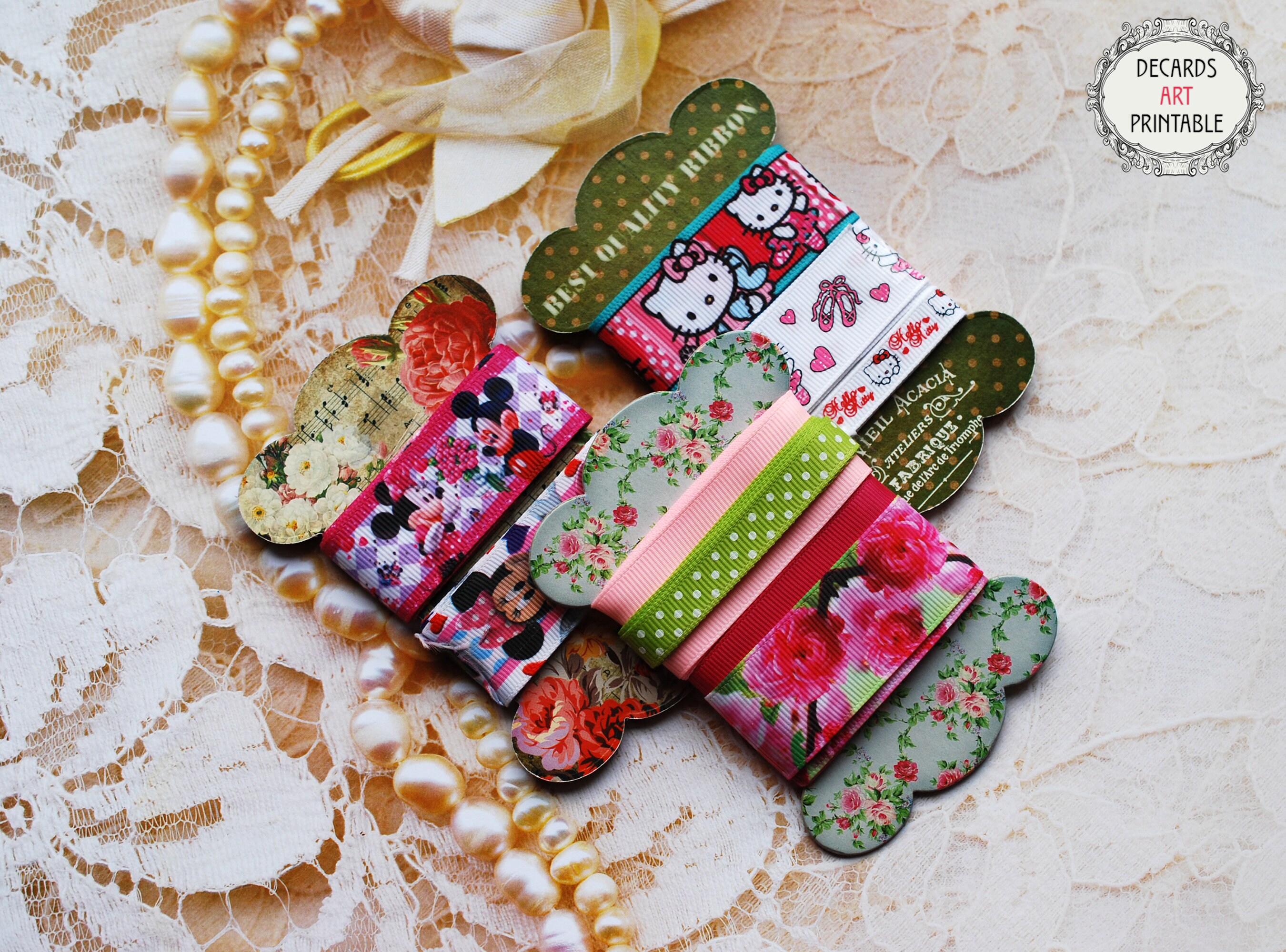 12 Digital Spool Cards, Printable Vintage Template of Ribbon Storage ...
