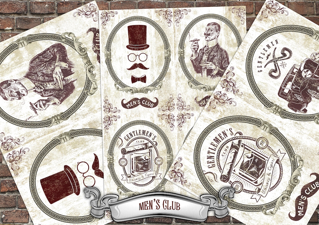 2+1 FREE Digital Printable Paper "men's Club" A4 Sheet Set - 8 High ...