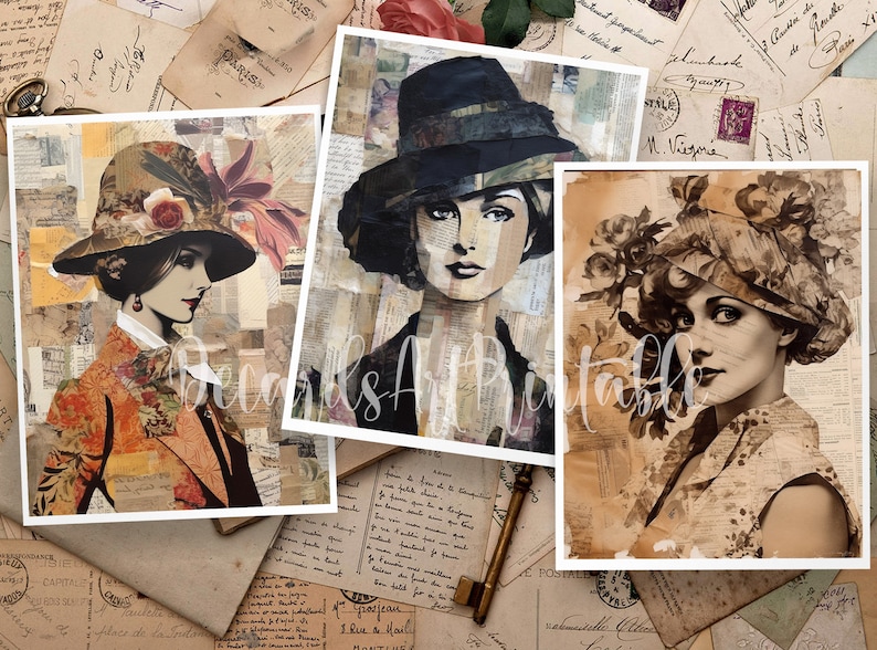 1920s Fashion Vintage Ladies Digital Junk Journal Pages Kit, Retro ...