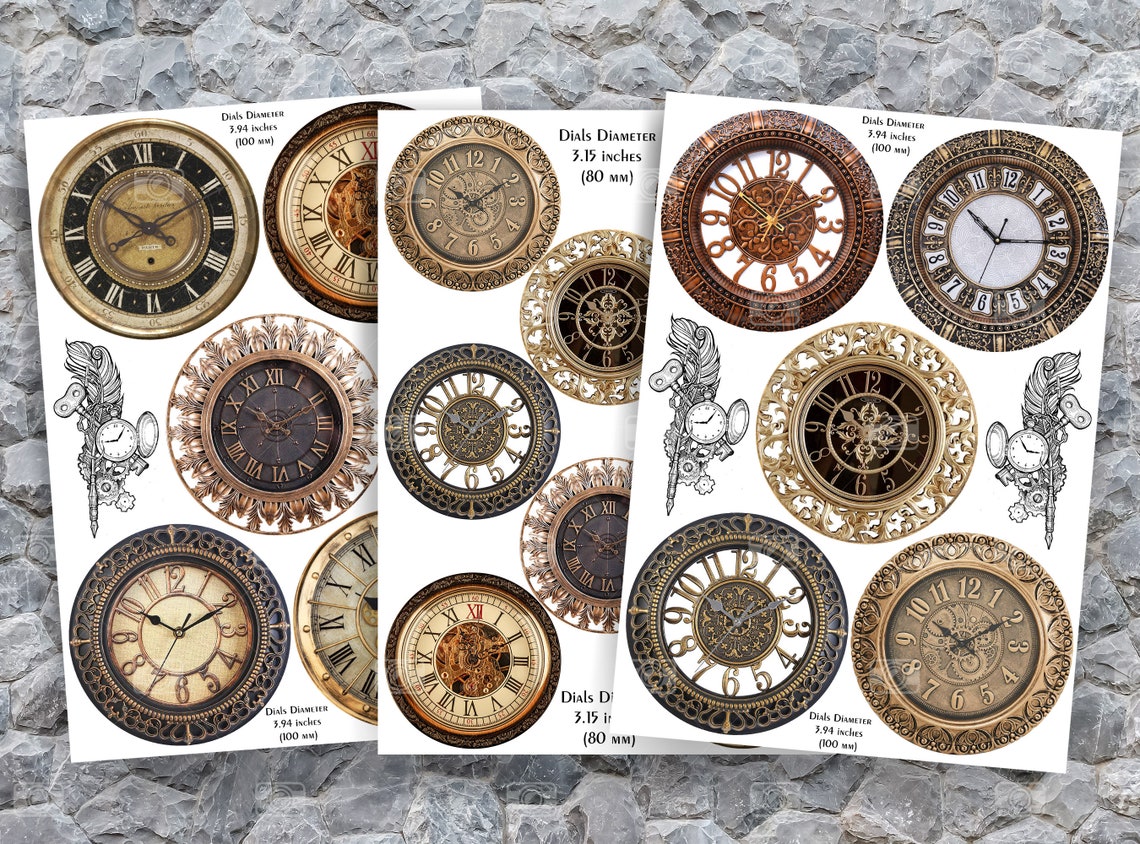 18 Antique Clock Face 4 Digital Printable Decoupage - Etsy