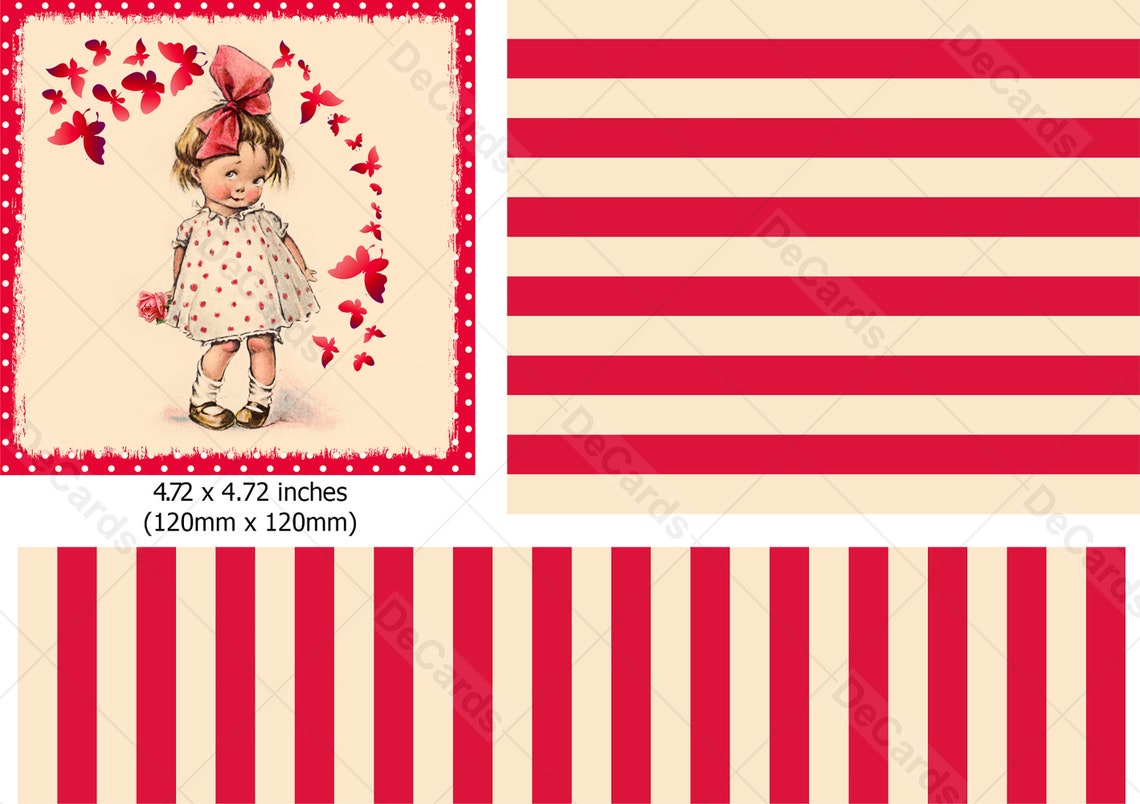 2 Digital Paper Printable "shabby Girl" A4 Sheet Set - 7 Various Sizes ...