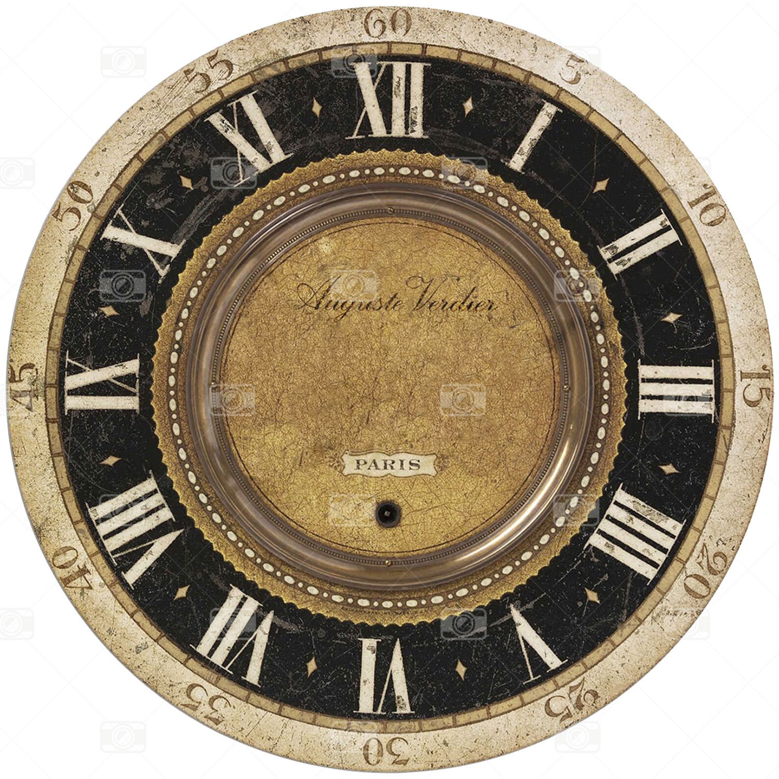 5 Retro Clock Faces 8", 6", 4" Antique Watch Template Images for ...