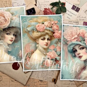 20 Victorian Lady Portraits Shabby Chic Style Digital Paper Pack ...