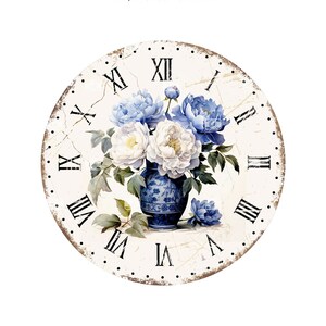 12 Printable Clock Faces - 8", 6", 4" Floral Watercolor Garden Art ...