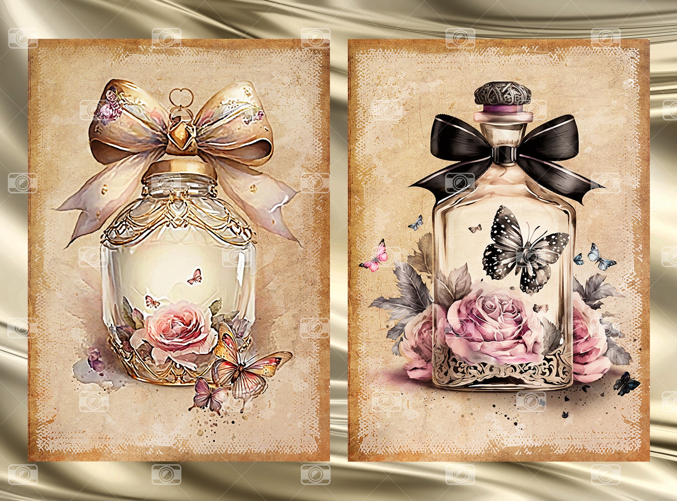 Vintage Perfume Bottle Digital ATC Cards 8 Printable ACEO - Etsy