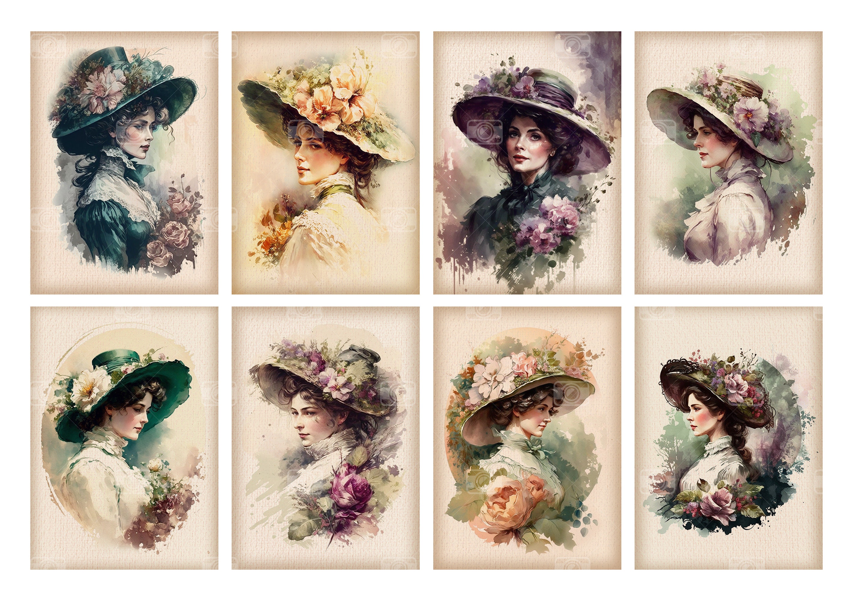 40 Victorian Ladies Mega Bundle Digital ATC Cards, Old Fashioned Woman ...