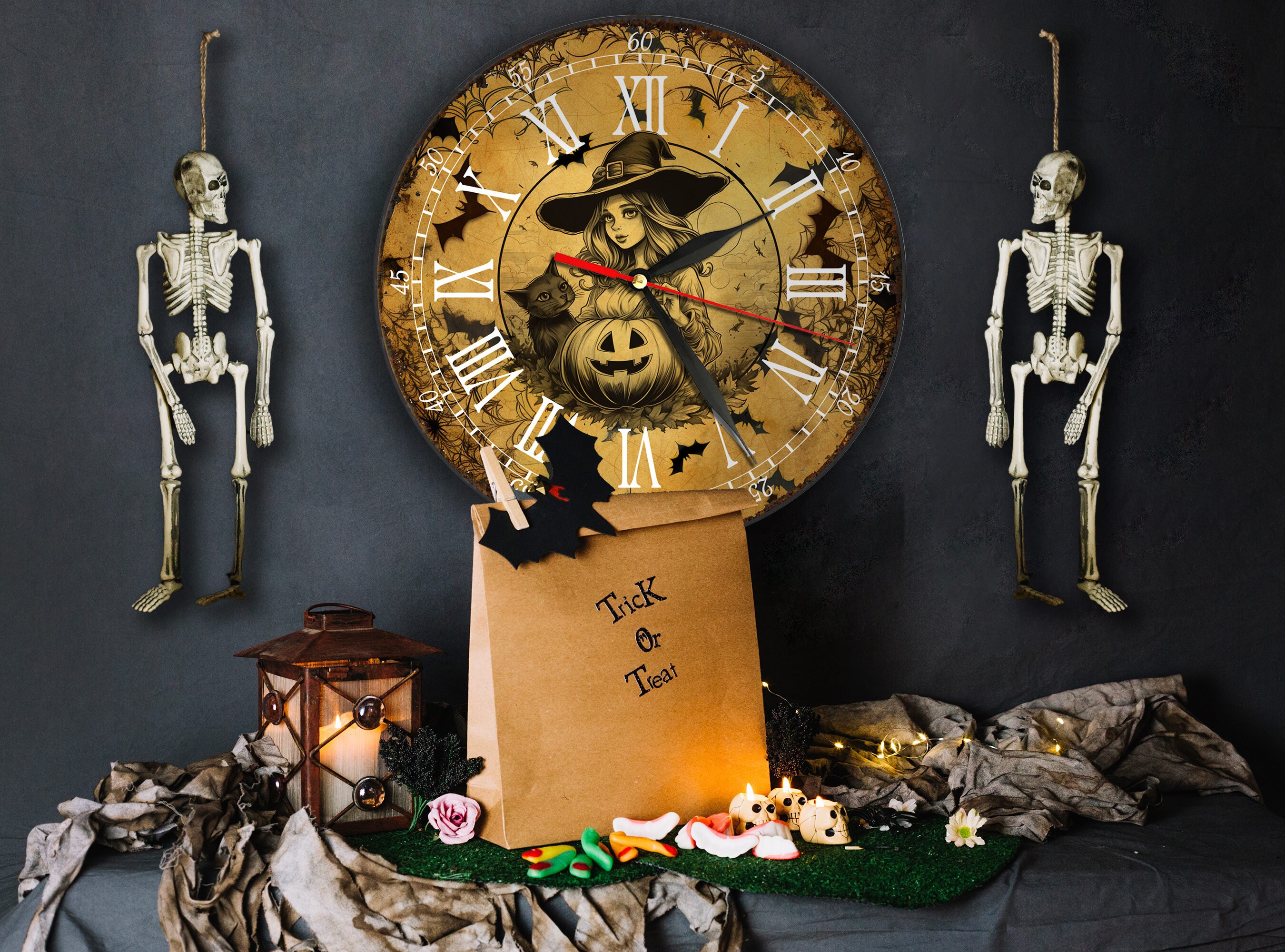5 Halloween Clock Faces PNG 15 12 10 - Etsy