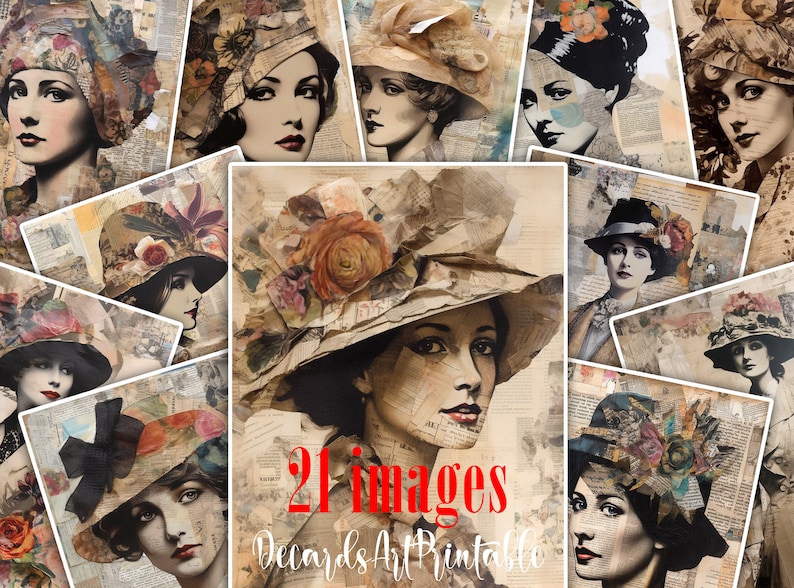 1920s Fashion Vintage Ladies Digital Junk Journal Pages Kit, Retro ...